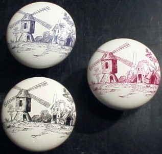 Ceramic Cabinet Knobs with Toile Twall Toilie Eiffel Tower